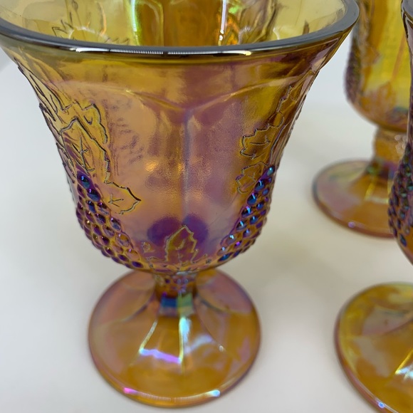 Kitchen | Orange Yellow Carnival Glass Goblets Set Of 4 | Poshmark
